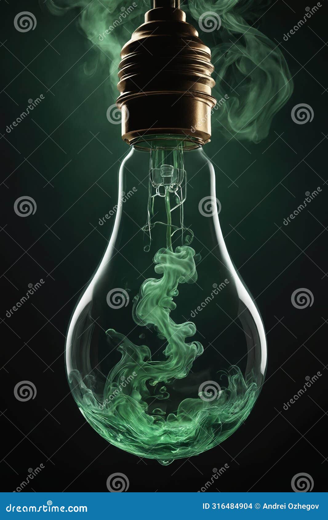 Levitating Magic: a Light Bulb with Green Smoke Floating Mid-Air Stock ...