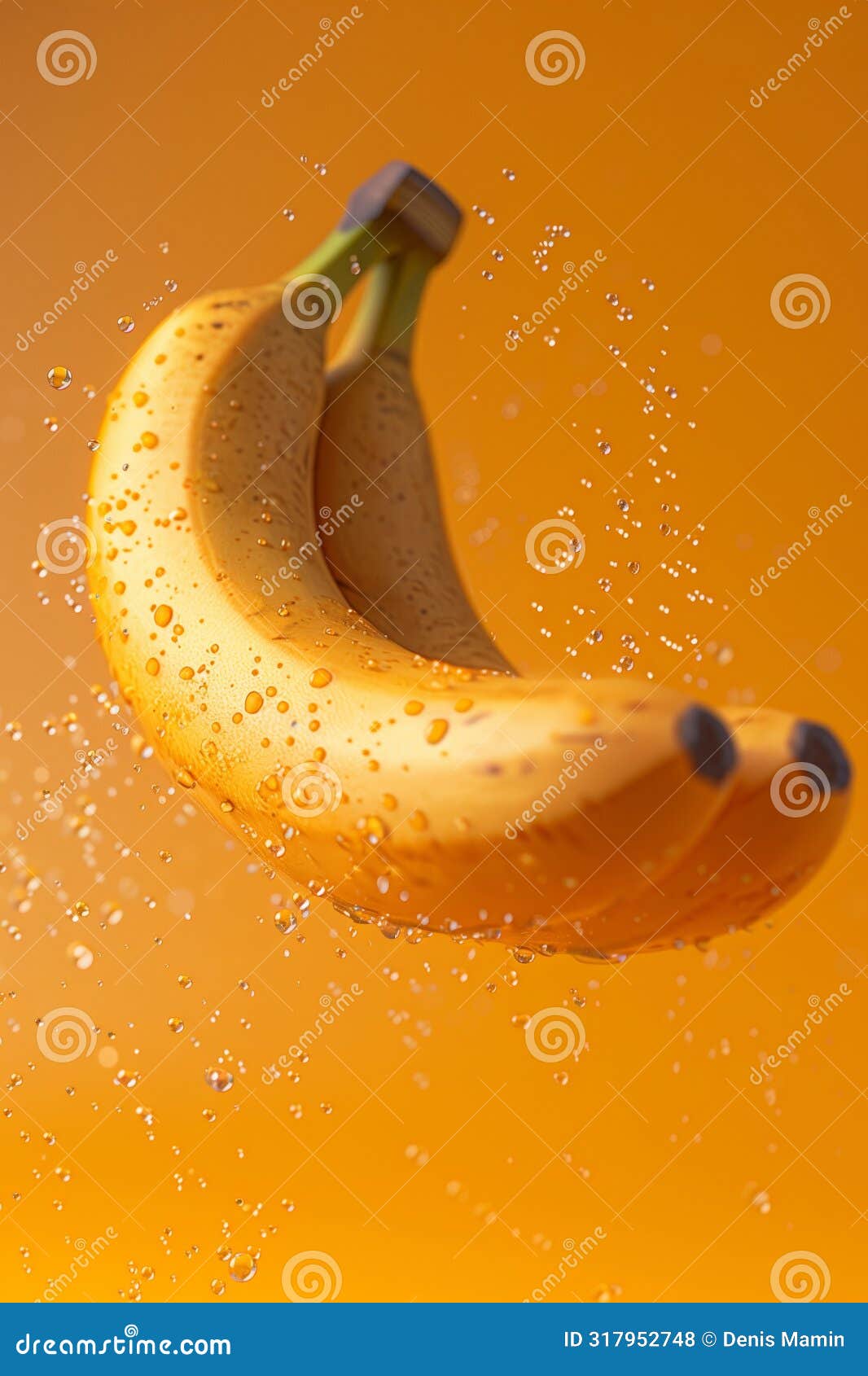 Floating Banana with Water Spray, AI Generated Stock Illustration ...