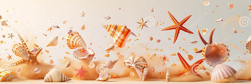 Levitating Seashell and Starfish in Warm Light with Dynamic Motion and ...