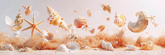 Levitating Seashell and Starfish in Warm Light with Dynamic Motion and ...