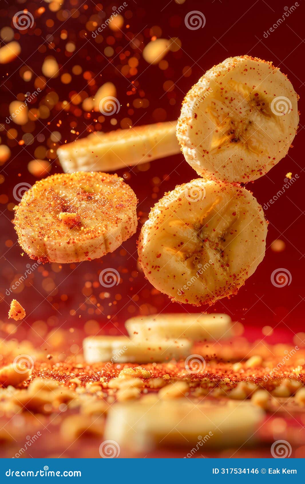 Levitating Sliced Salami Pieces With Herbs And Spices On A Purple ...