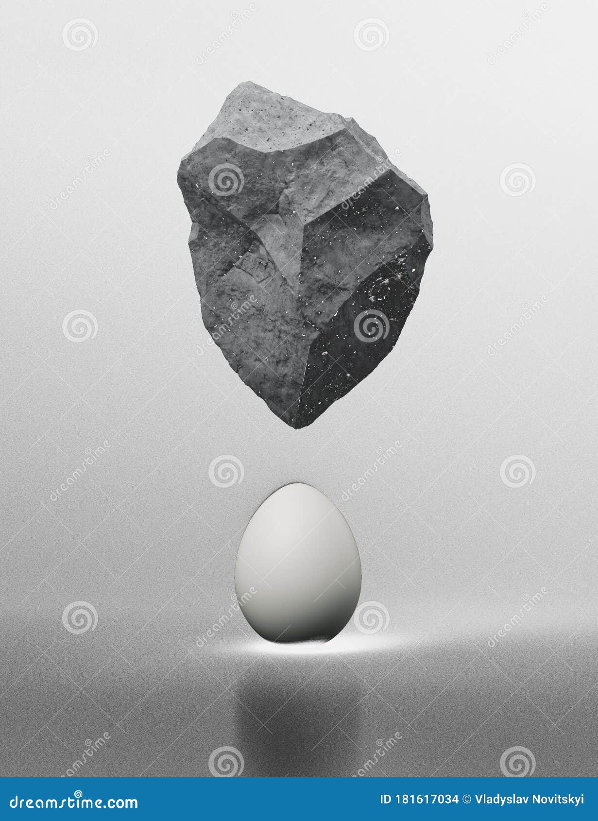 Levitating Stone Over the Egg on a White Background, X-ray, 3D ...