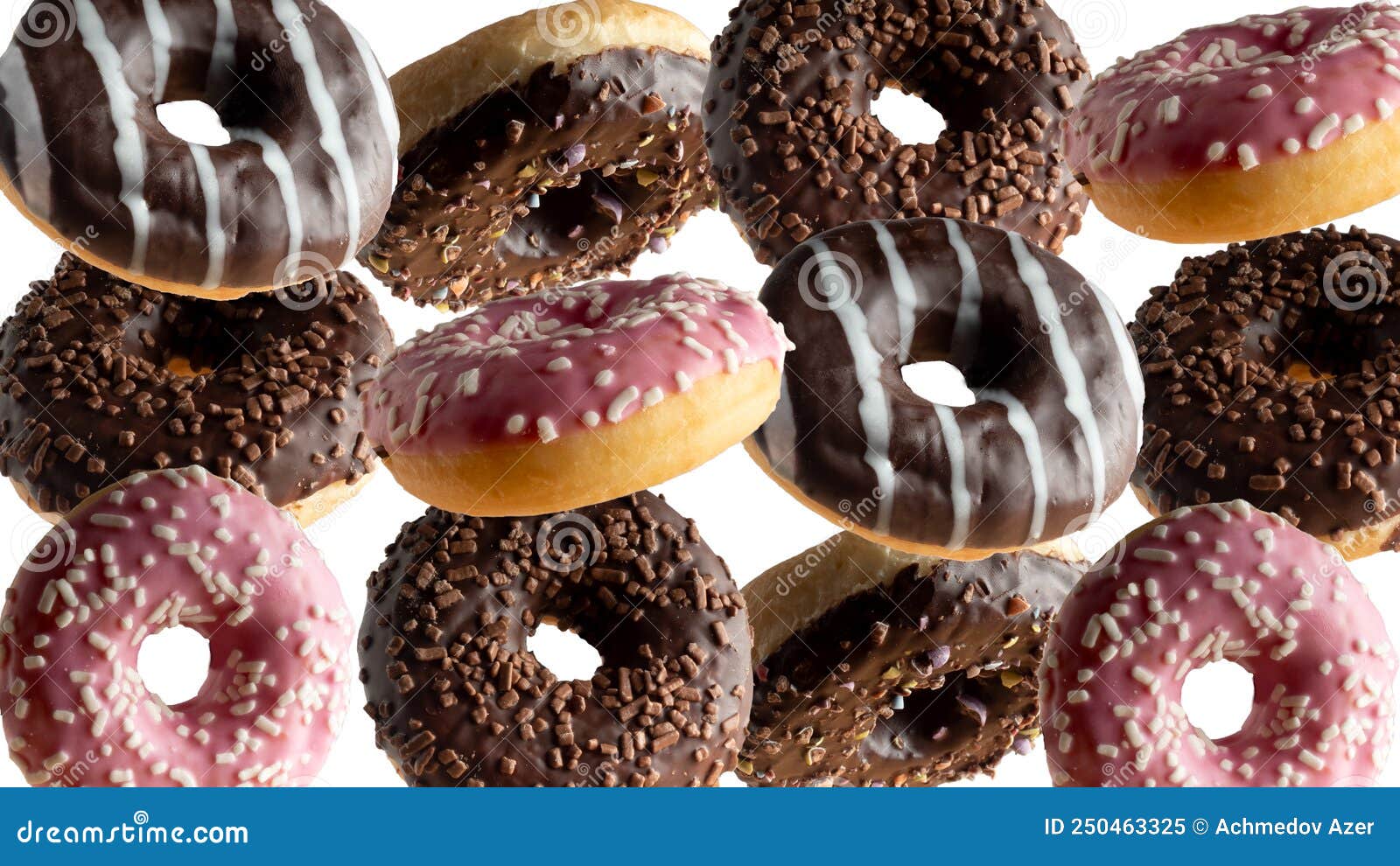 Levitating a Variety of Donuts on a White Background Stock Image ...