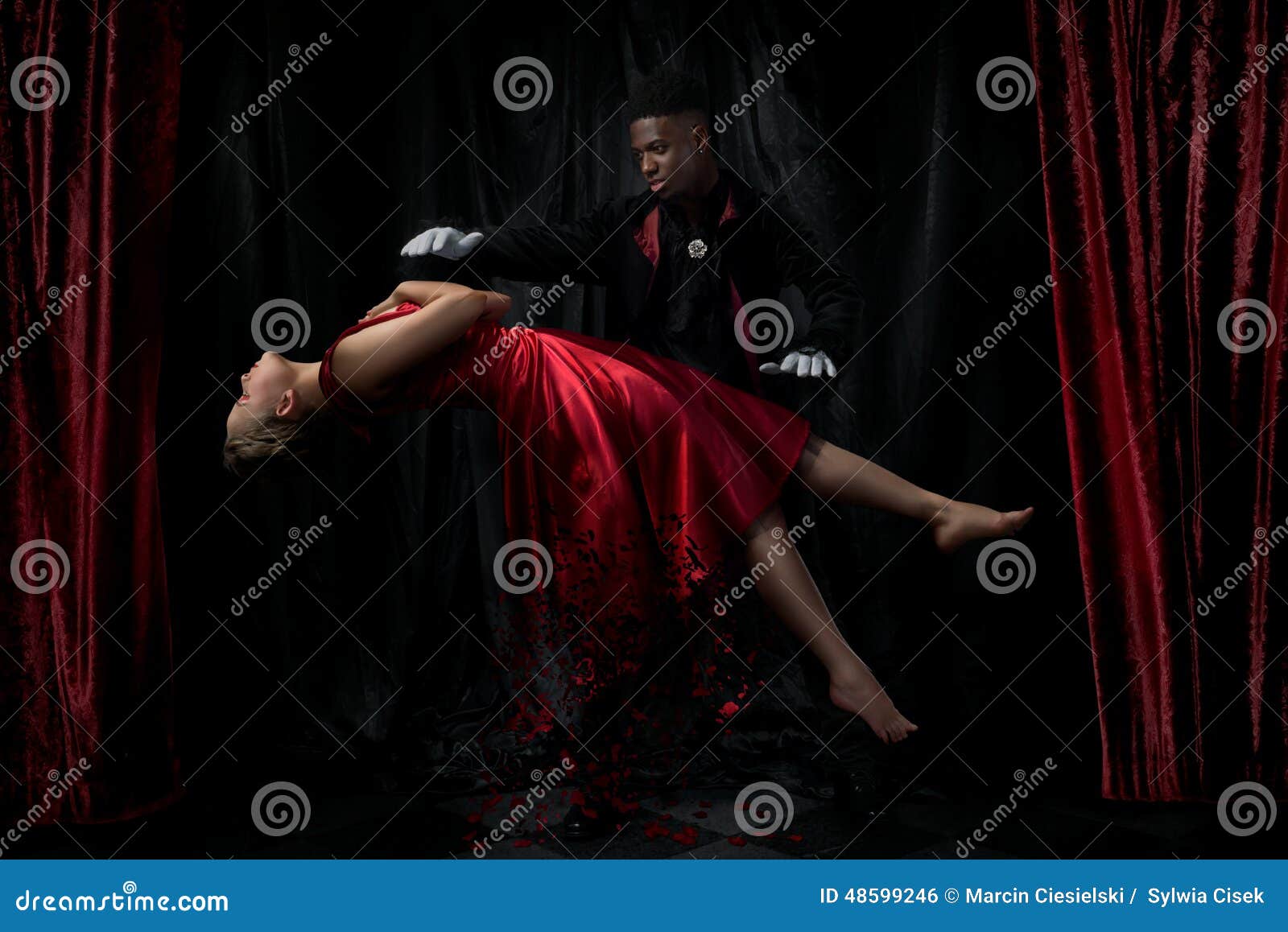 Levitation act stock photo. Image of show, woman, lift - 48599246