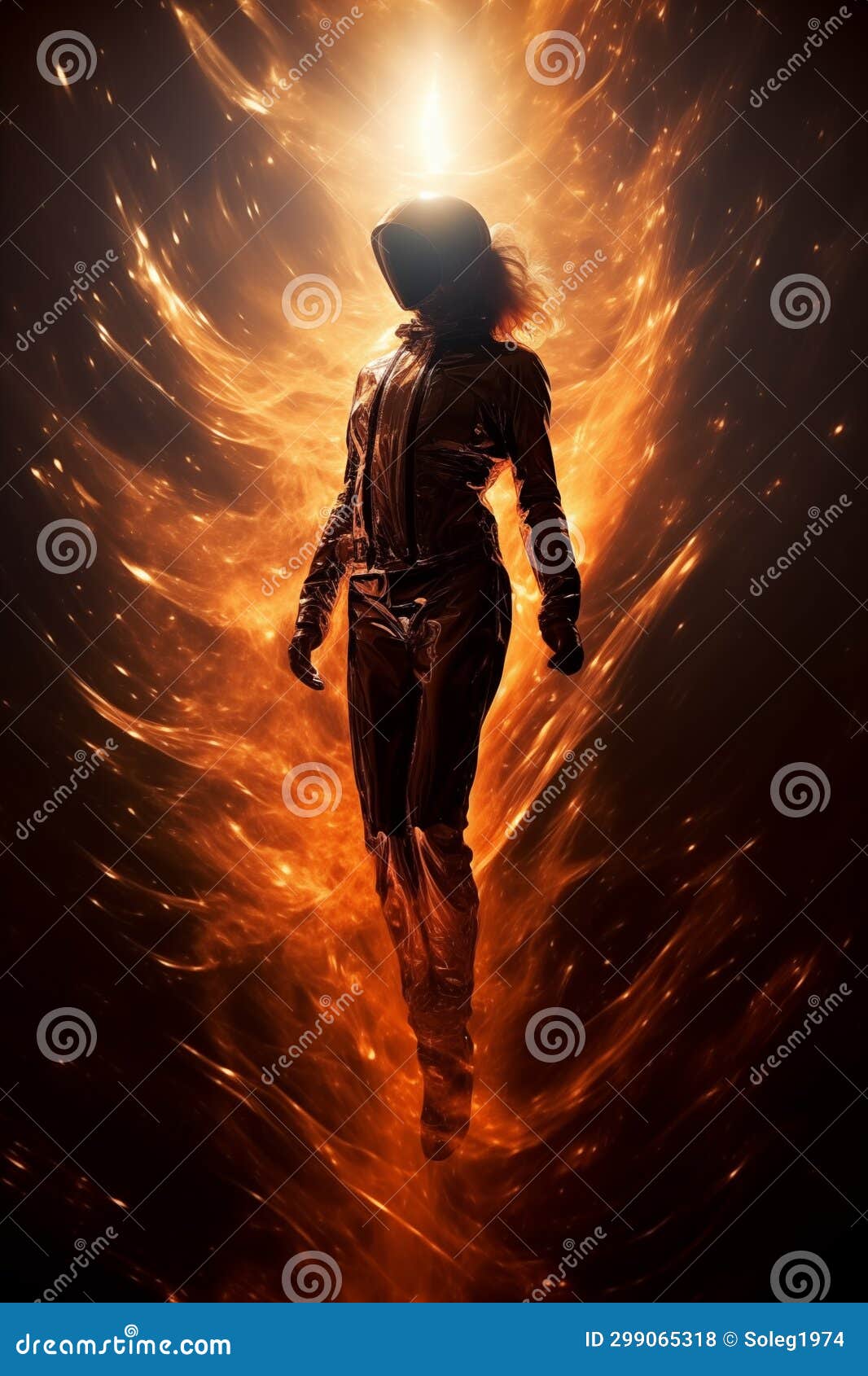 Levitation of a Woman in Outer Space, in the Rays of Light Effects ...