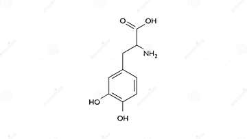 Levodopa Molecule, Structural Chemical Formula, Ball-and-stick Model ...