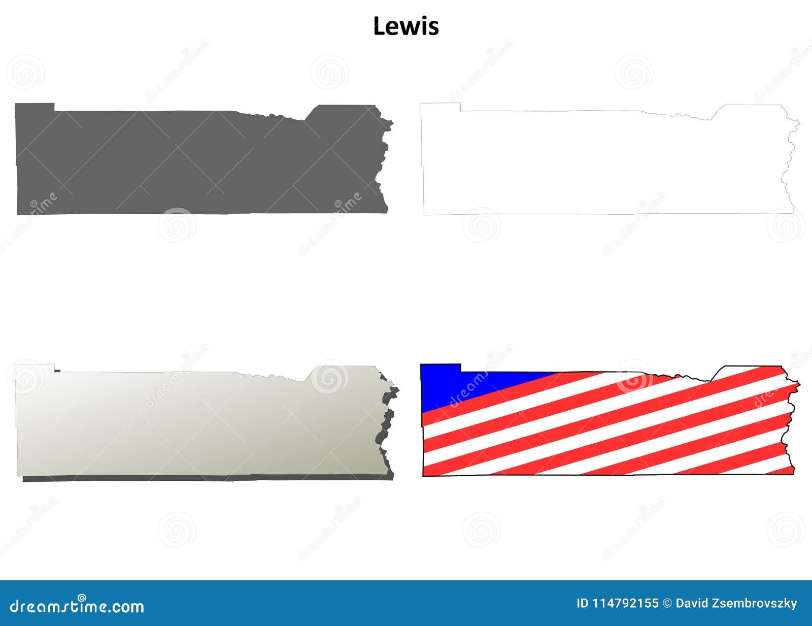Lewis County, Washington Outline Map Set Stock Vector - Illustration of ...