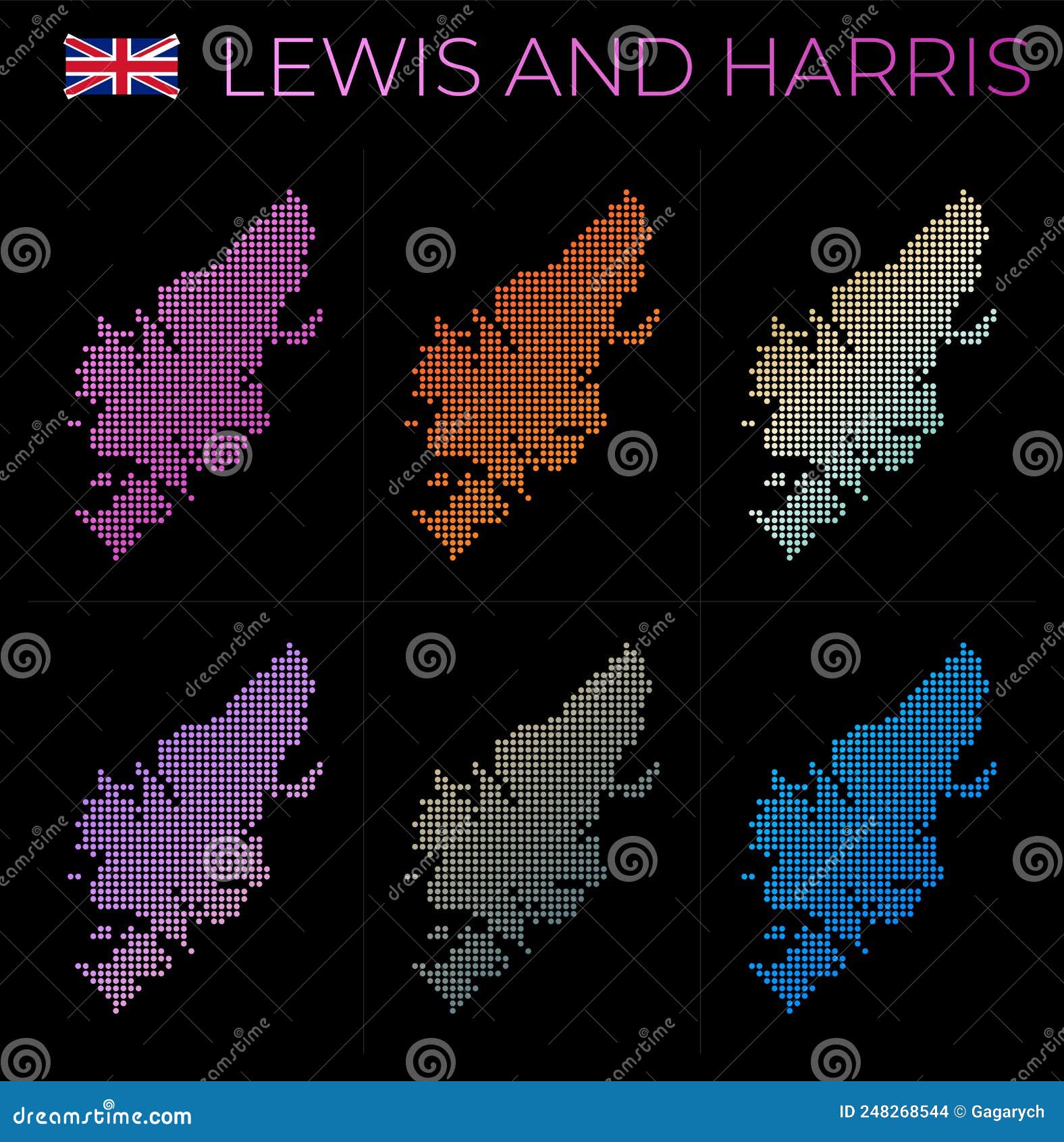 Lewis and Harris Dotted Map Set. Stock Vector - Illustration of britain ...