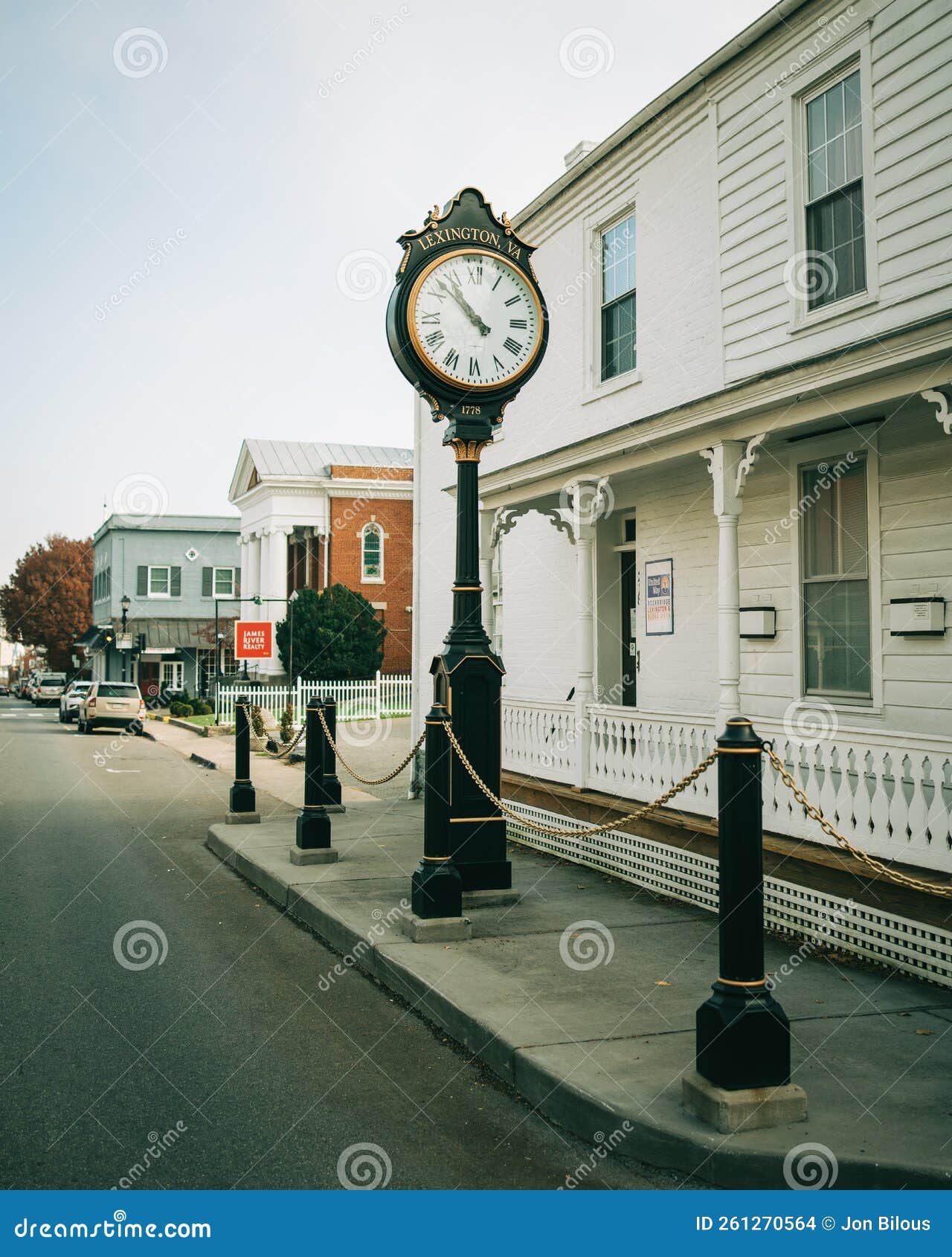 Lexington Clock, Lexington, Virginia Stock Photo - Image of skyline ...