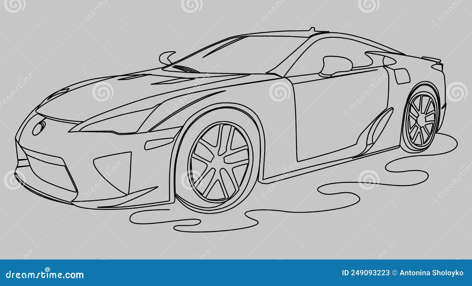 Unique Minimalist Background. Lexus Drawn With One Black Line On A Gray ...