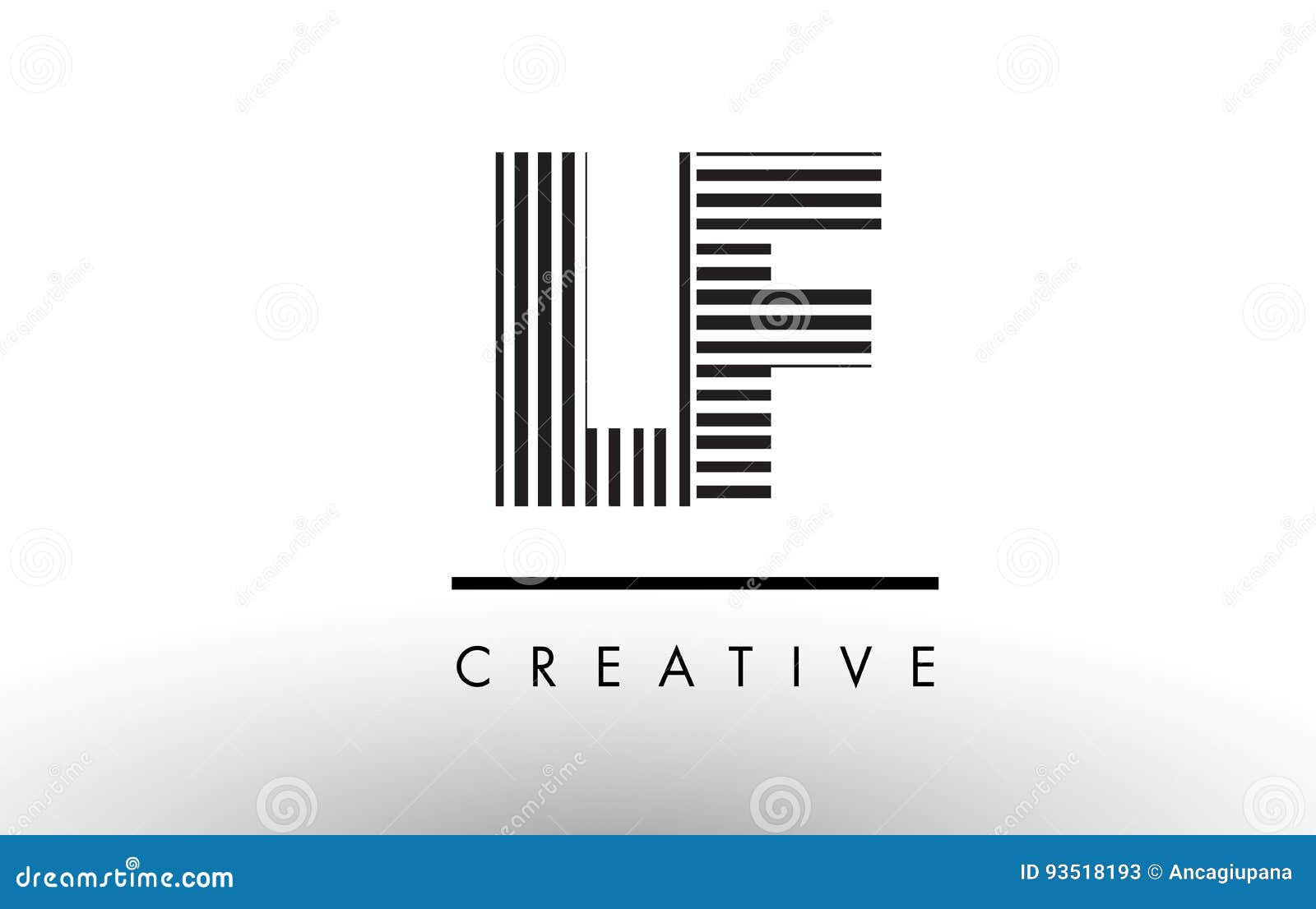 LF L F Black and White Lines Letter Logo Design. Stock Vector ...