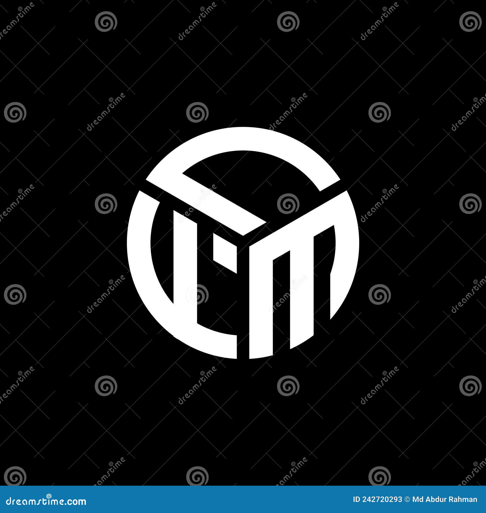 LFM Letter Logo Design on Black Background. LFM Creative Initials ...