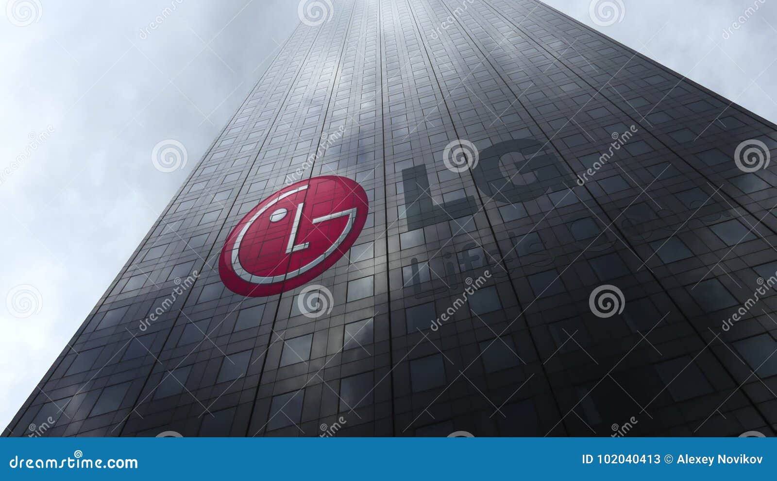 LG Corporation Logo on a Skyscraper Facade Reflecting Clouds. Editorial ...