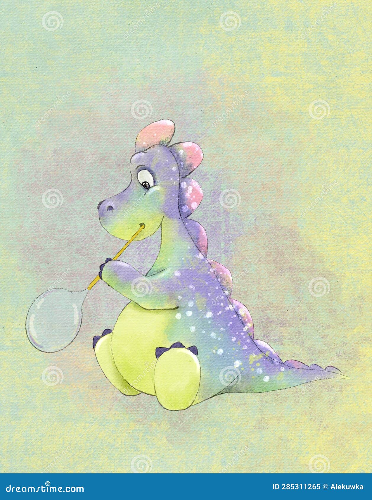 Drawing of Cute Rainbow Dinosaur for Birthday, Dragon Pastel Colors ...