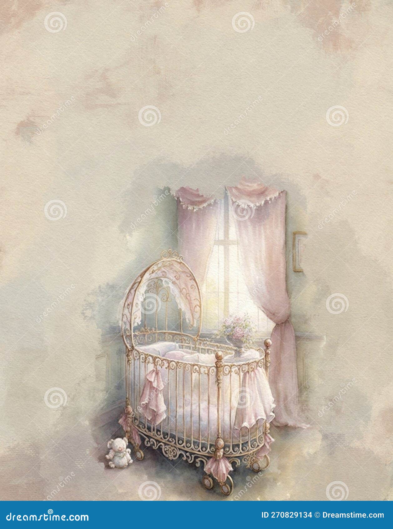 Vintage Children S Cradle, Retro Style of the Crib, Sleep Time Stock ...