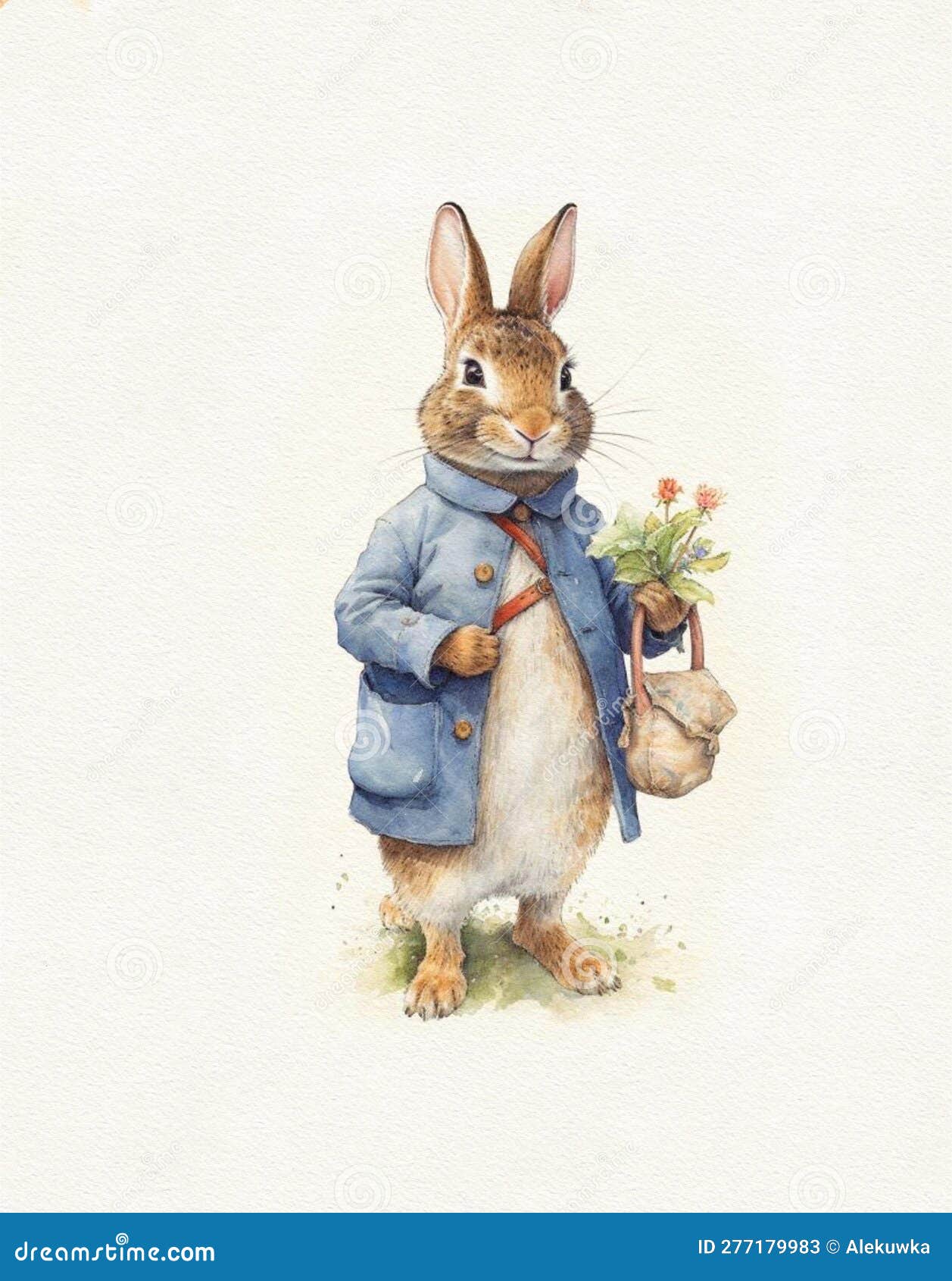 Watercolor Drawing of a Rabbit in a Vintage Jacket, Cartoon Rabbit ...