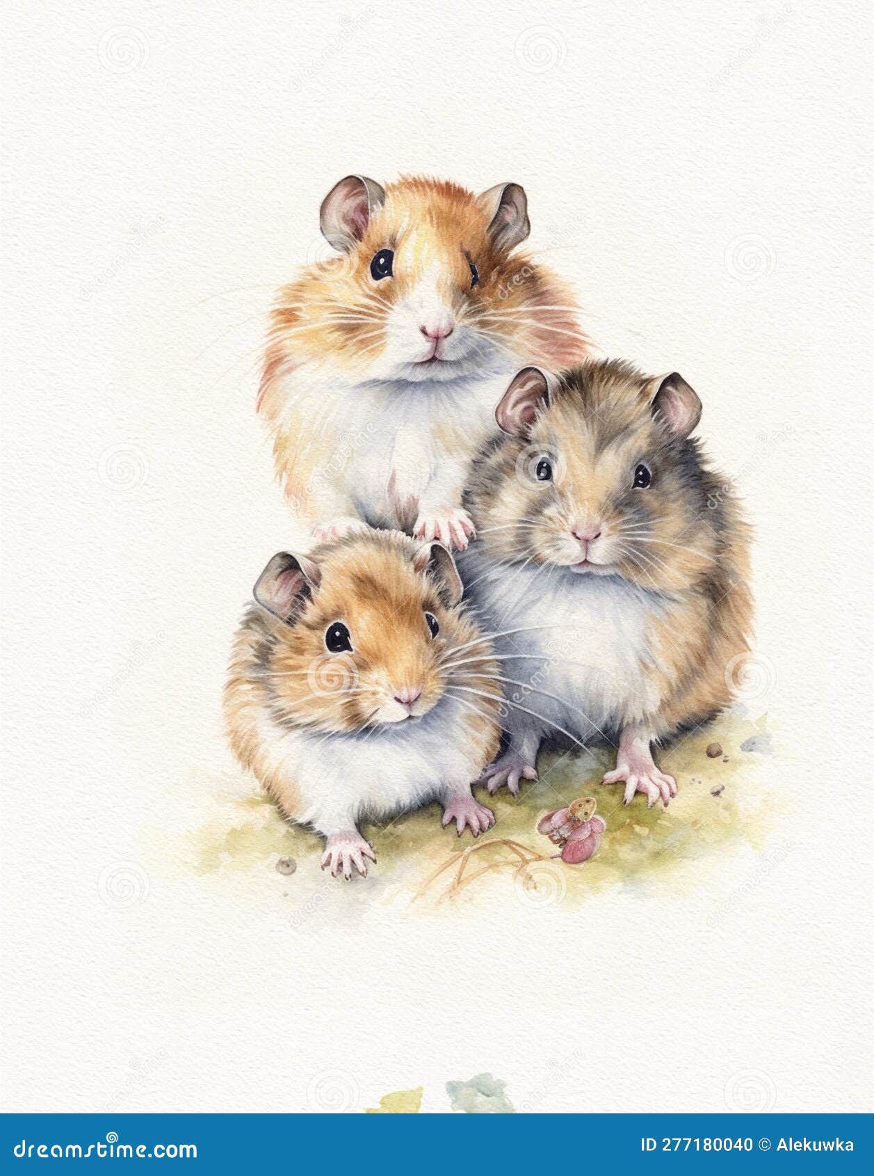 Watercolor Drawing Family of Hamsters, Cartoon Rodent Hamster Stock ...