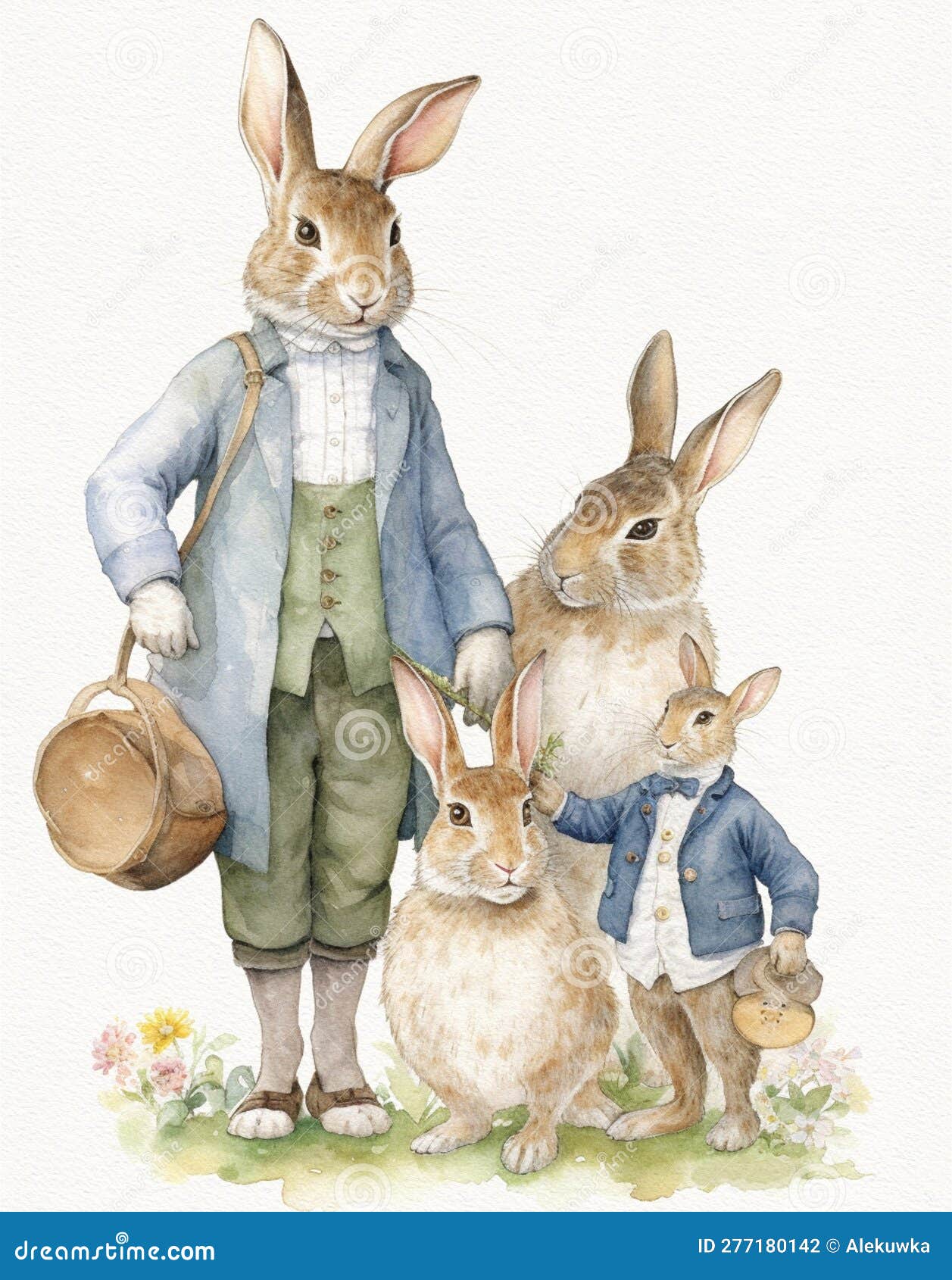 Watercolor Drawing of a Rabbit in a Vintage Jacket, Cartoon Rabbit ...