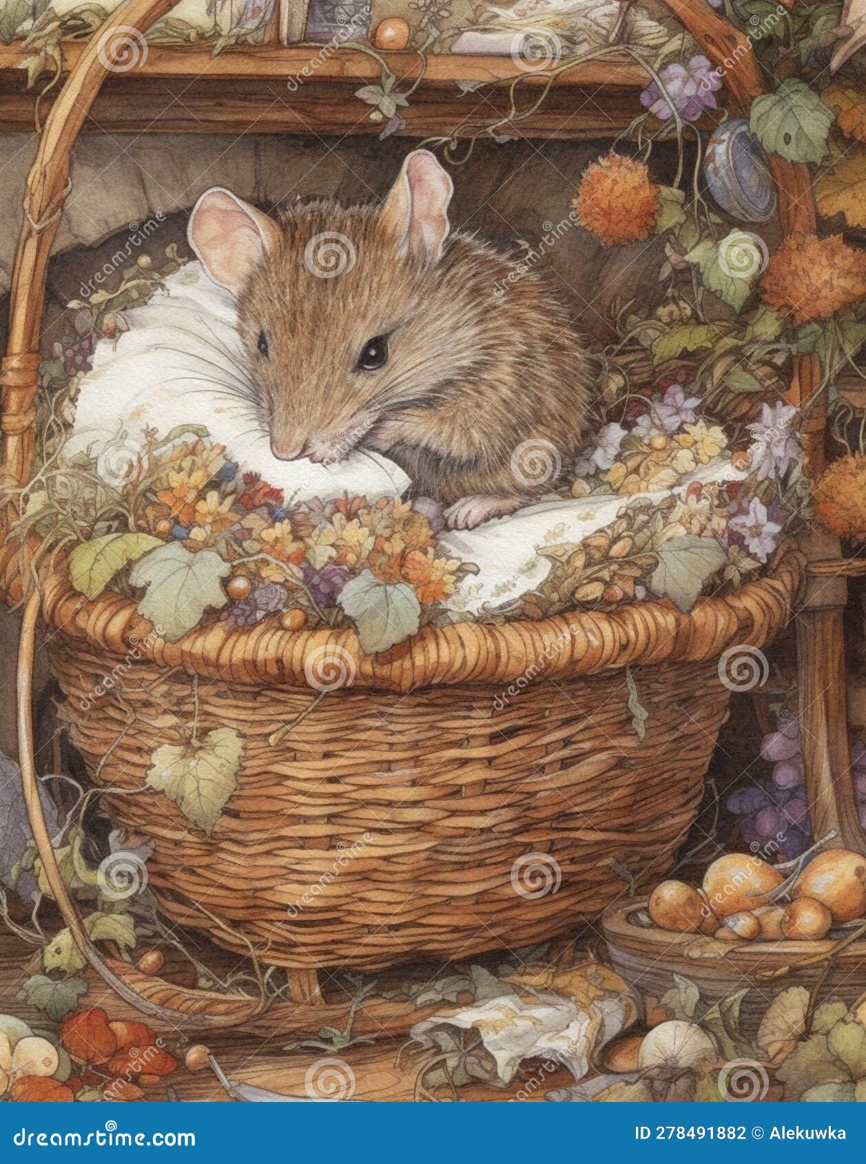 Watercolor Drawing of a Mouse House, Fabulous Animal House, Vintage ...