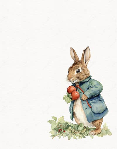 Watercolor Drawing of a Rabbit in a Vintage Jacket, Cartoon Rabbit ...
