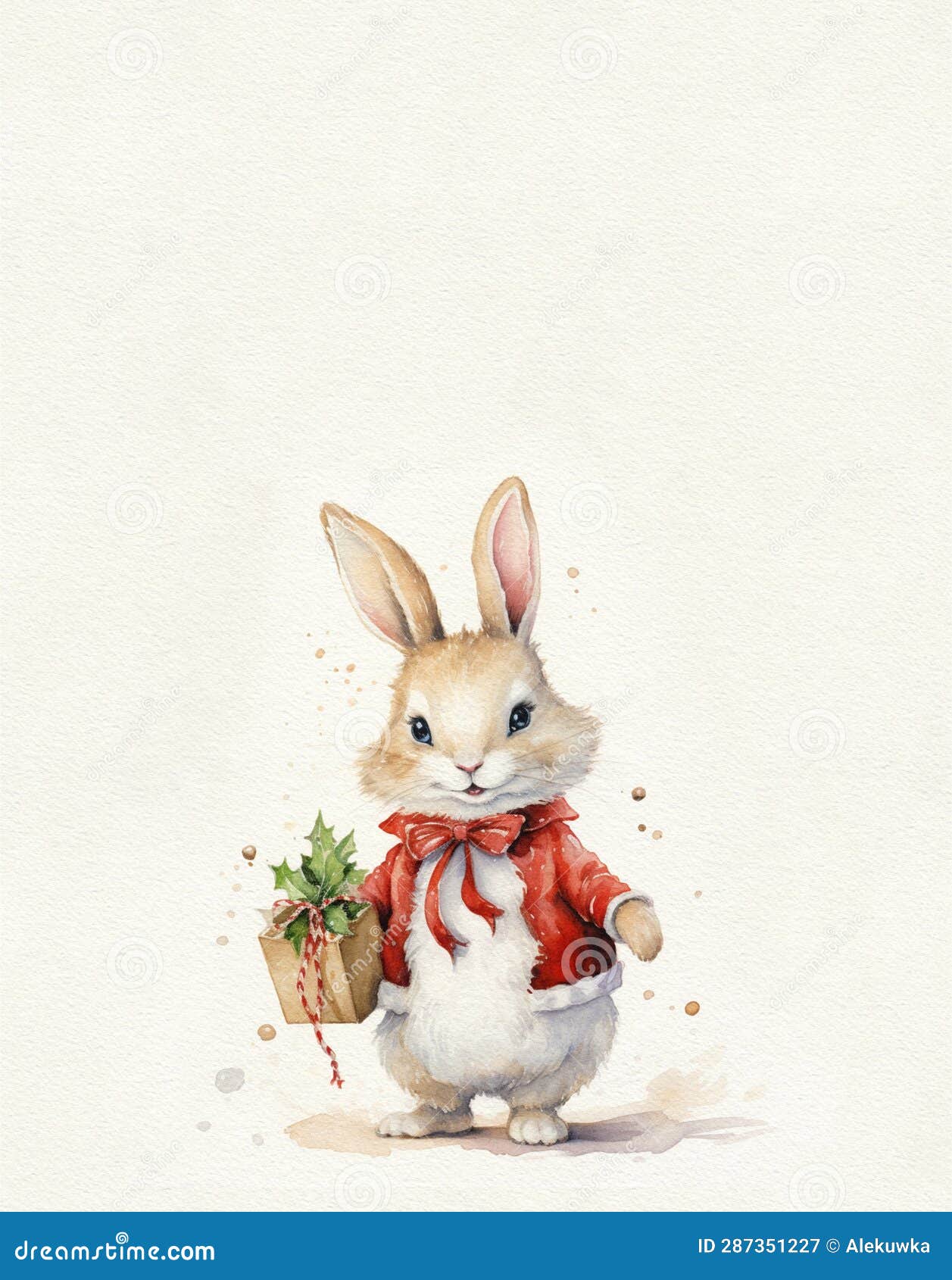Watercolor Drawing of a Bunny on Winter Holidays, Christmas Bunny Stock ...