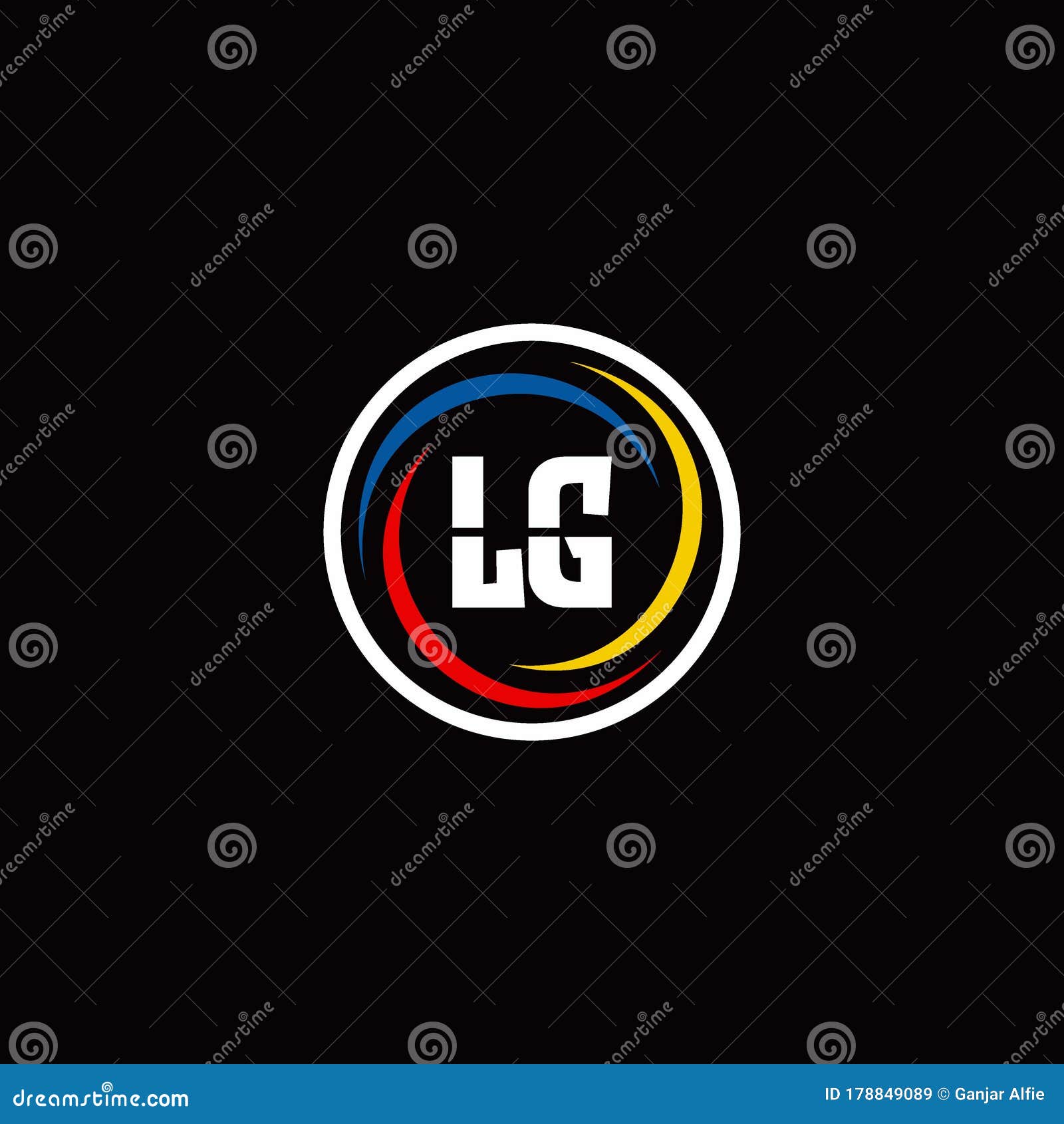LG Monogram Logo Isolated on Circle Shape with 3 Slash Colors Rounded ...