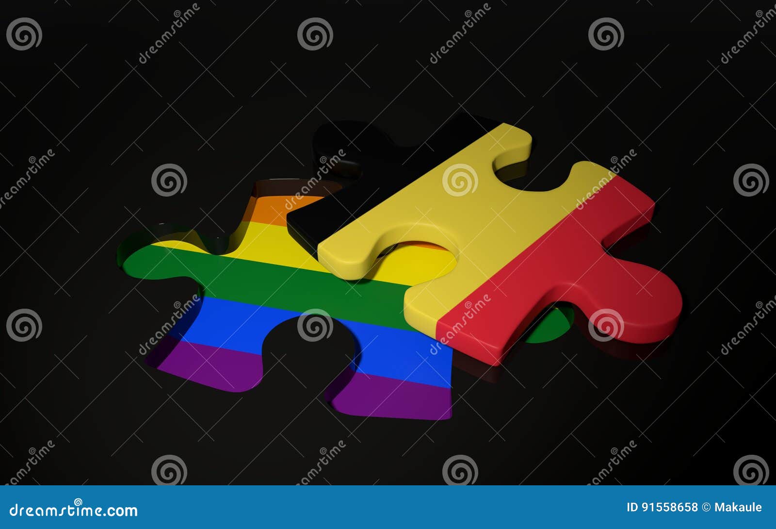 Lgbt And Belgium Flag Like A Puzzle Piece Stock Illustration