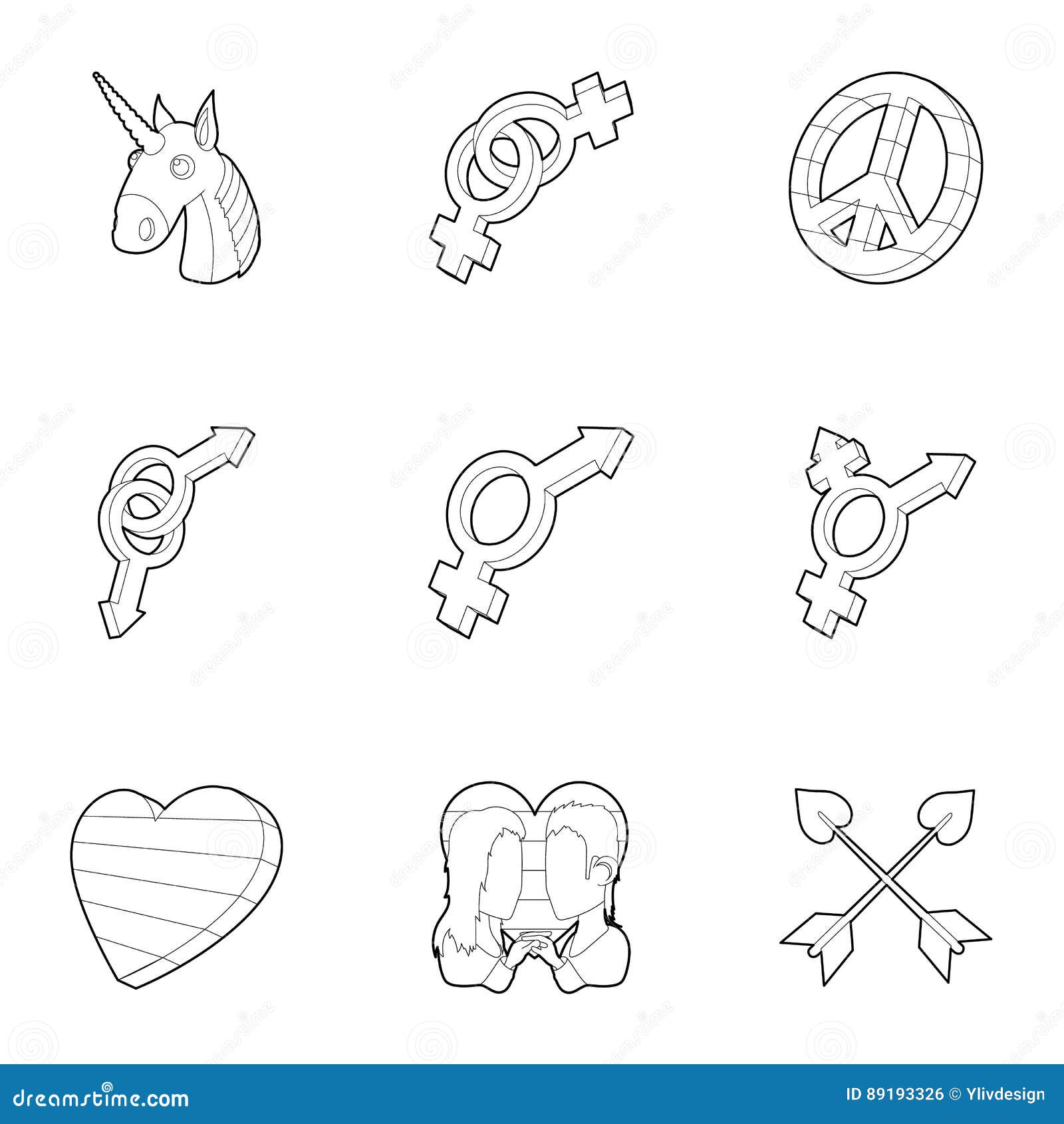 LGBT Community Icons Set, Outline Style Stock Vector - Illustration of ...