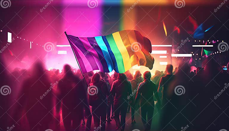 Lgbt Community Pride Background Illustration Rainbow Flag Colors Generative Ai Stock