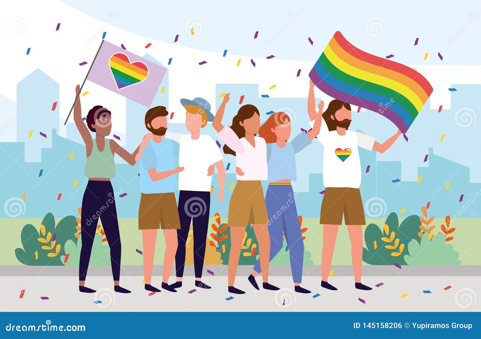 Lgbt Community Together with Rainbow Flags Stock Vector - Illustration ... Lgbt Community Together with Rainbow Flags Stock Vector - Illustration ...