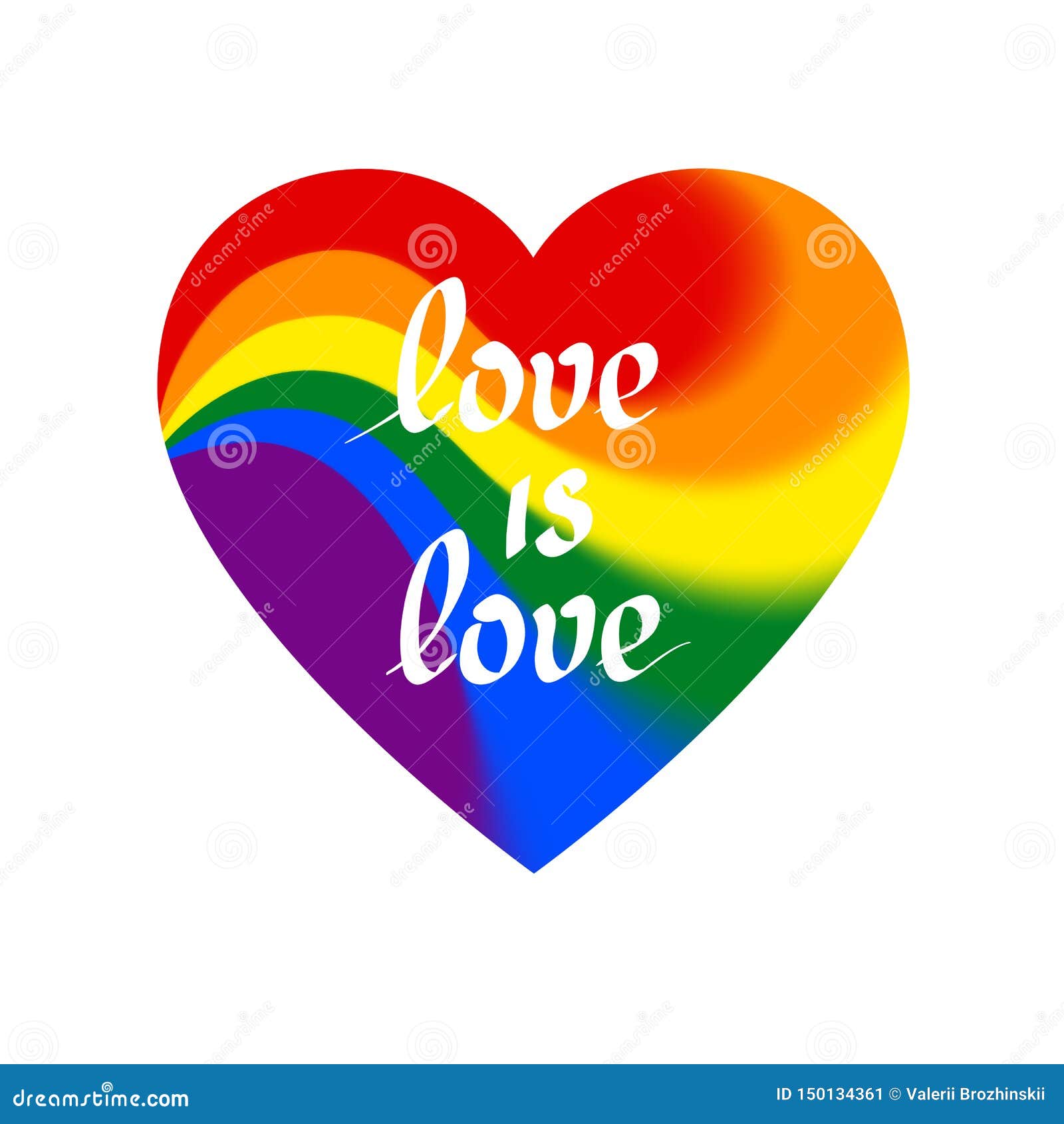 Lgbt Concept Heart Shape In Lgbtq Flag Colors Text Love Is Love Icon