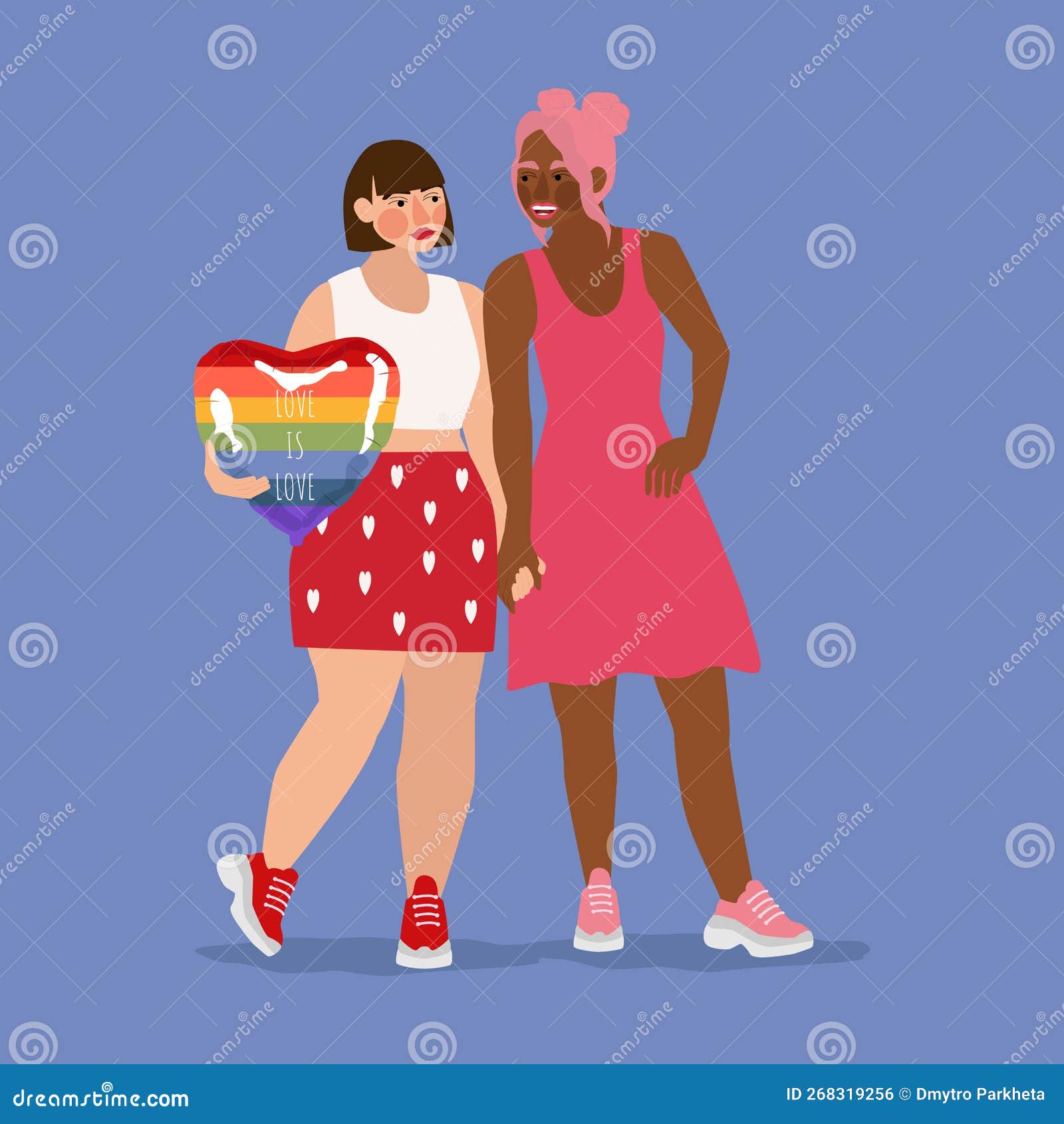 Lgbt Lesbian Couple In Love Vector Illustration Stock Vector