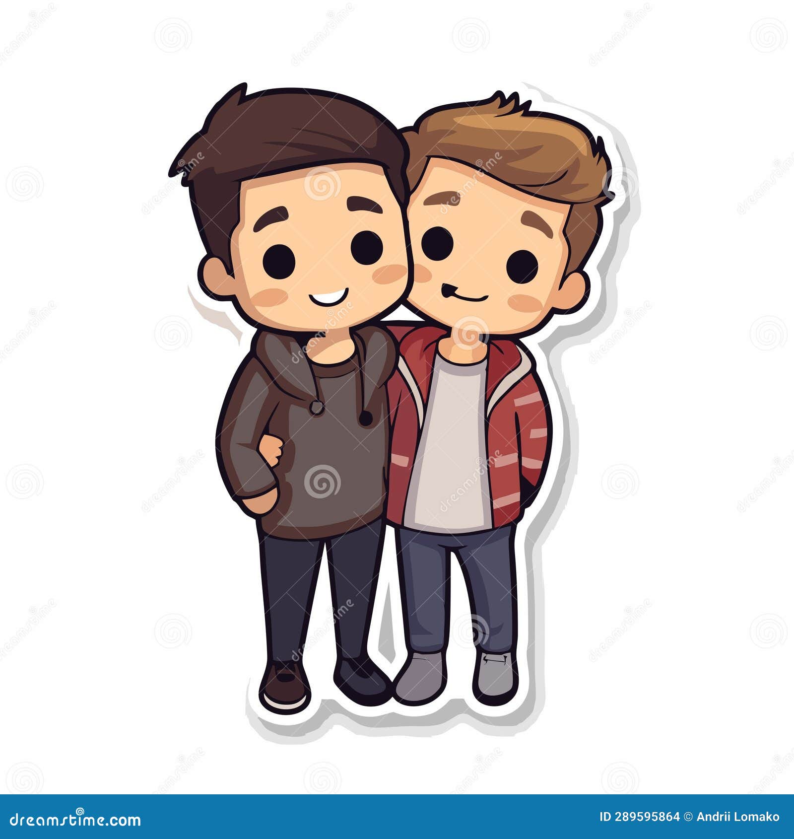 Two Boys Hugging Cartoon