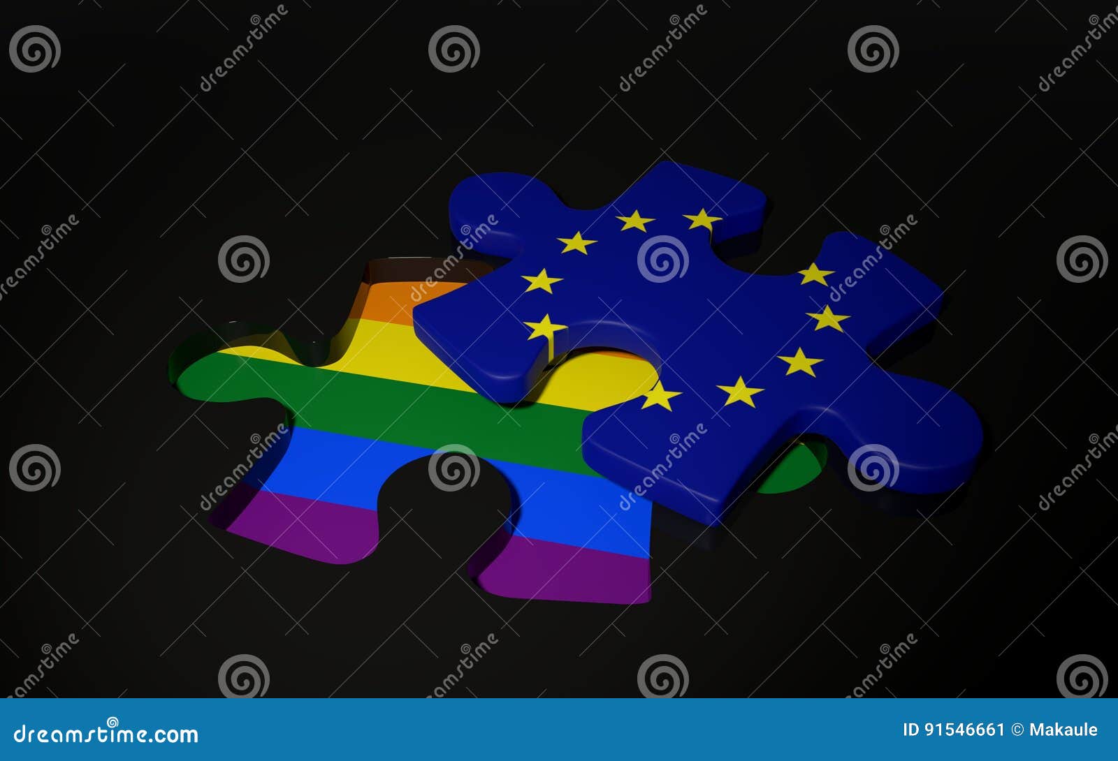 LGBT and EU Flag Like a Puzzle Piece Stock Illustration - Illustration ...