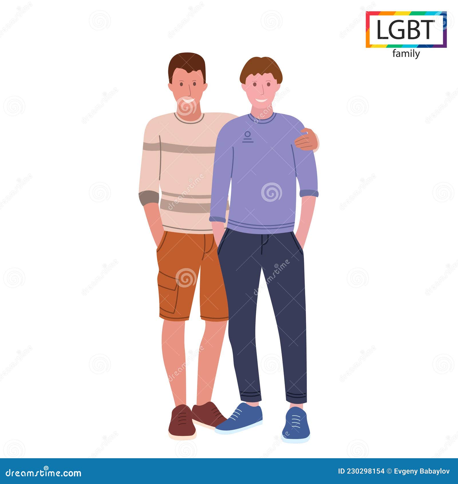 LGBT Family Two Men Friendly Hugging - Vector Stock Vector ...