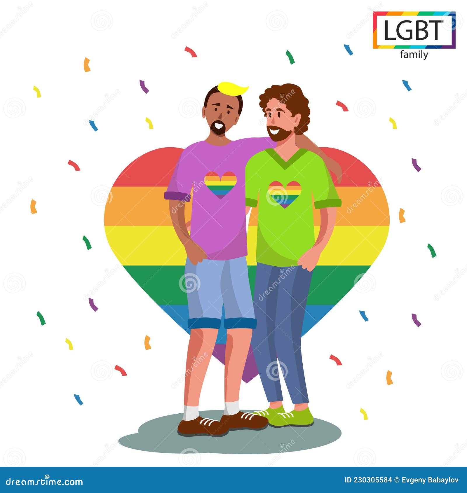 LGBT Family Two Men Friendly Hugging - Vector Stock Illustration ...