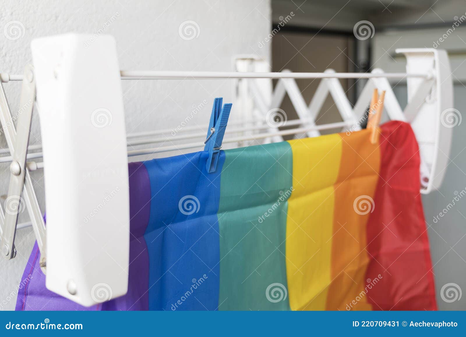 LGBT Flag Drying on a Clothesline Stock Image - Image of peace, pride ...