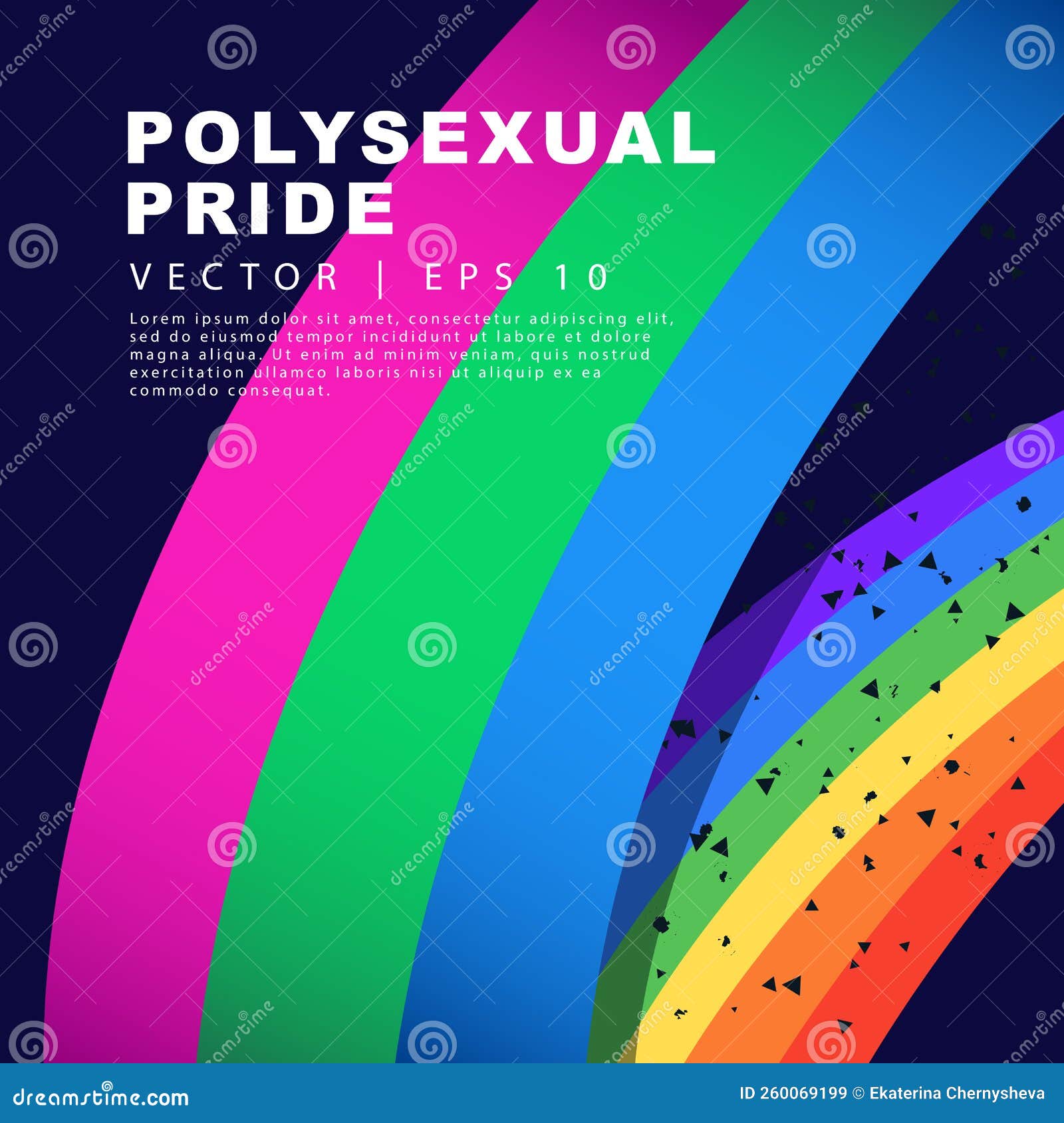 Polysexual Pride Flag Waving Vector Illustration Designed With Correct