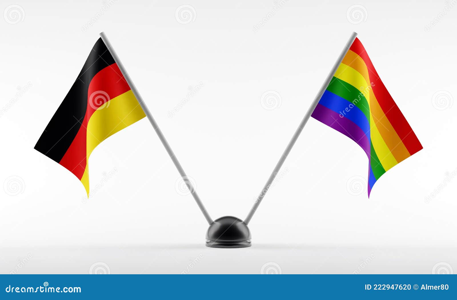 LGBT and Germany Flags on Decorative Stand. Isolated on a White ...