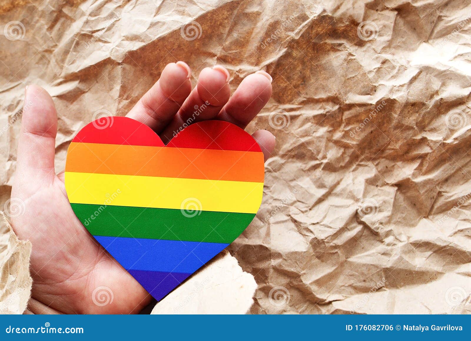 LGBT Heart in Hand on Craft Paper Stock Photo - Image of idea, samesex ...