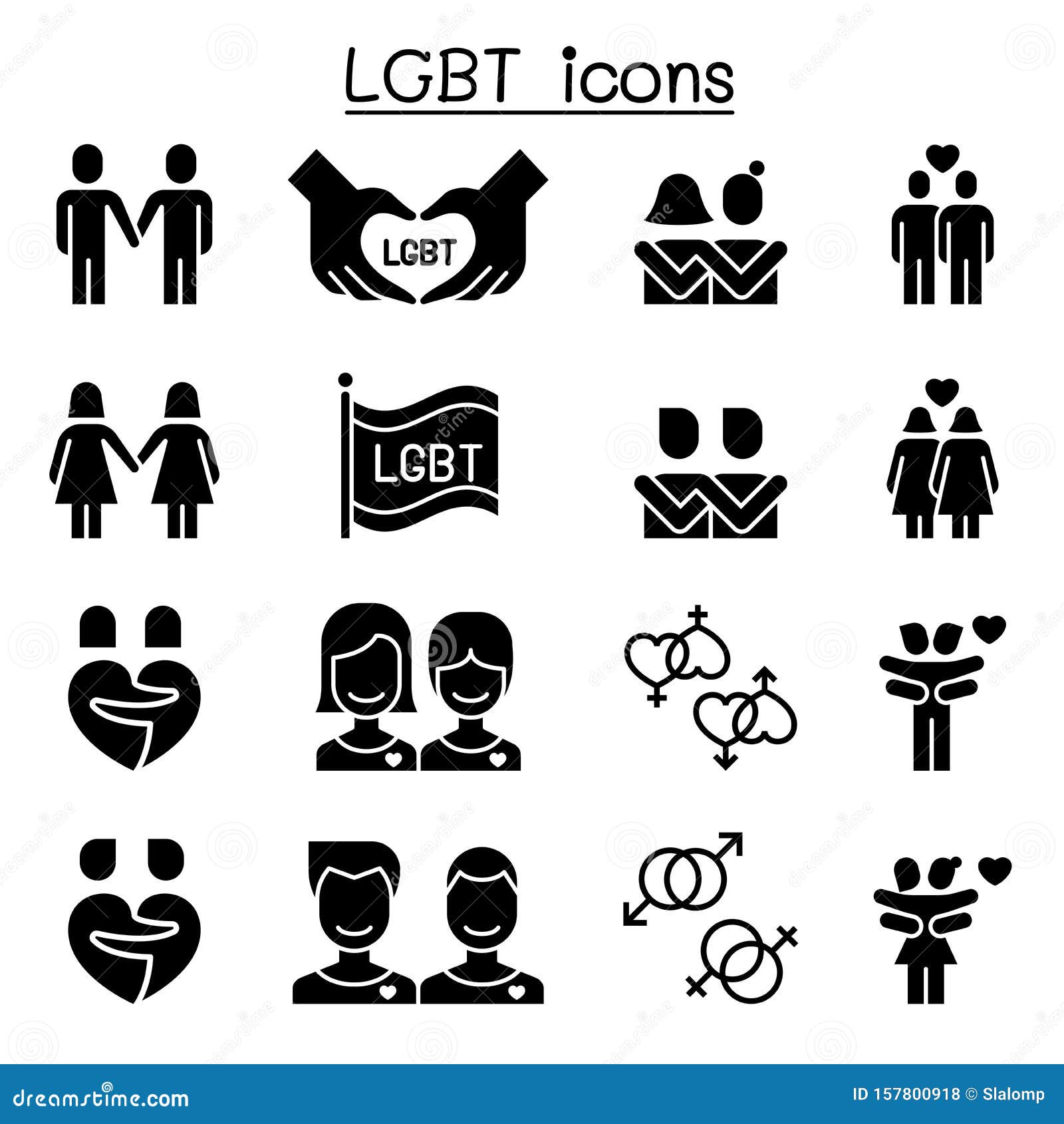 Lgbt Homosexual Gay Lesbian Icon Set Stock Vector Illustration Of