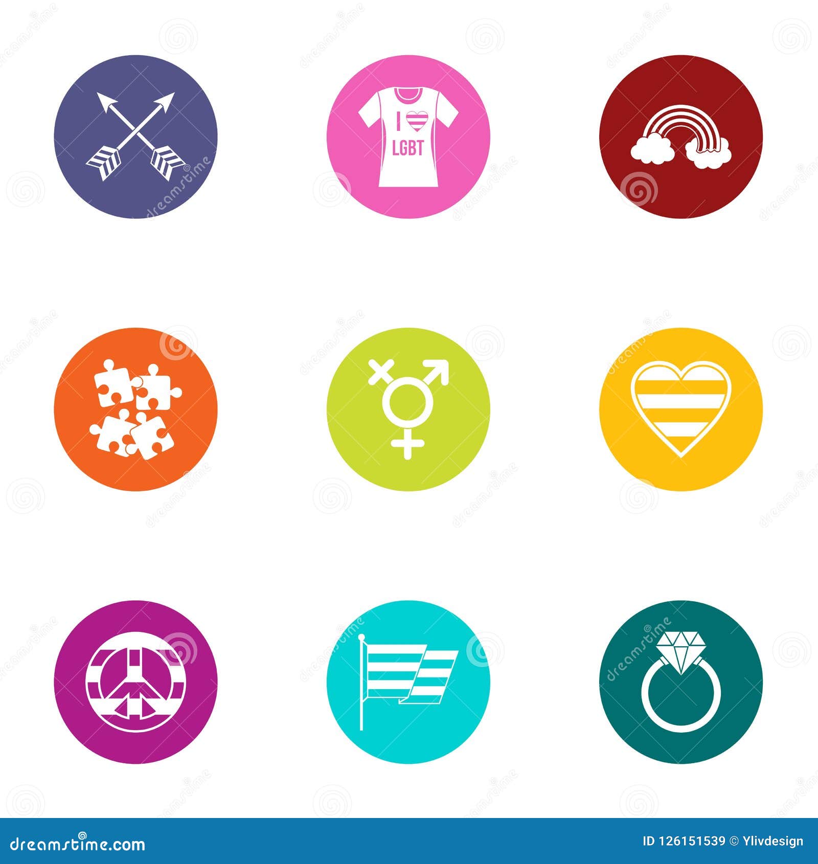 Lgbt Icons Set, Gay, Lesbian, Transgender And Bisexual Pride Flag ...