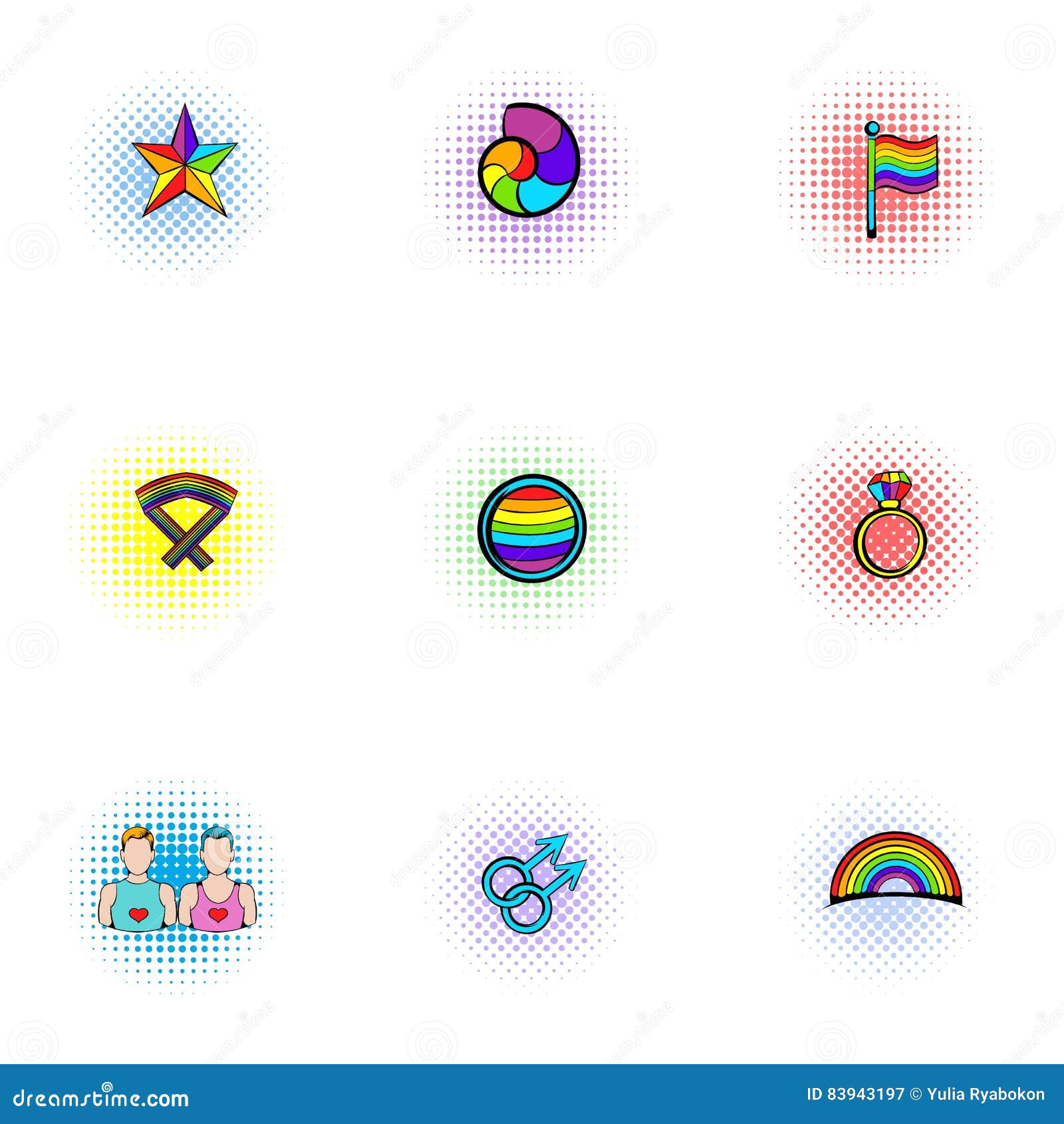 LGBT Icons Set, Pop-art Style Stock Vector - Illustration of sexuality ...