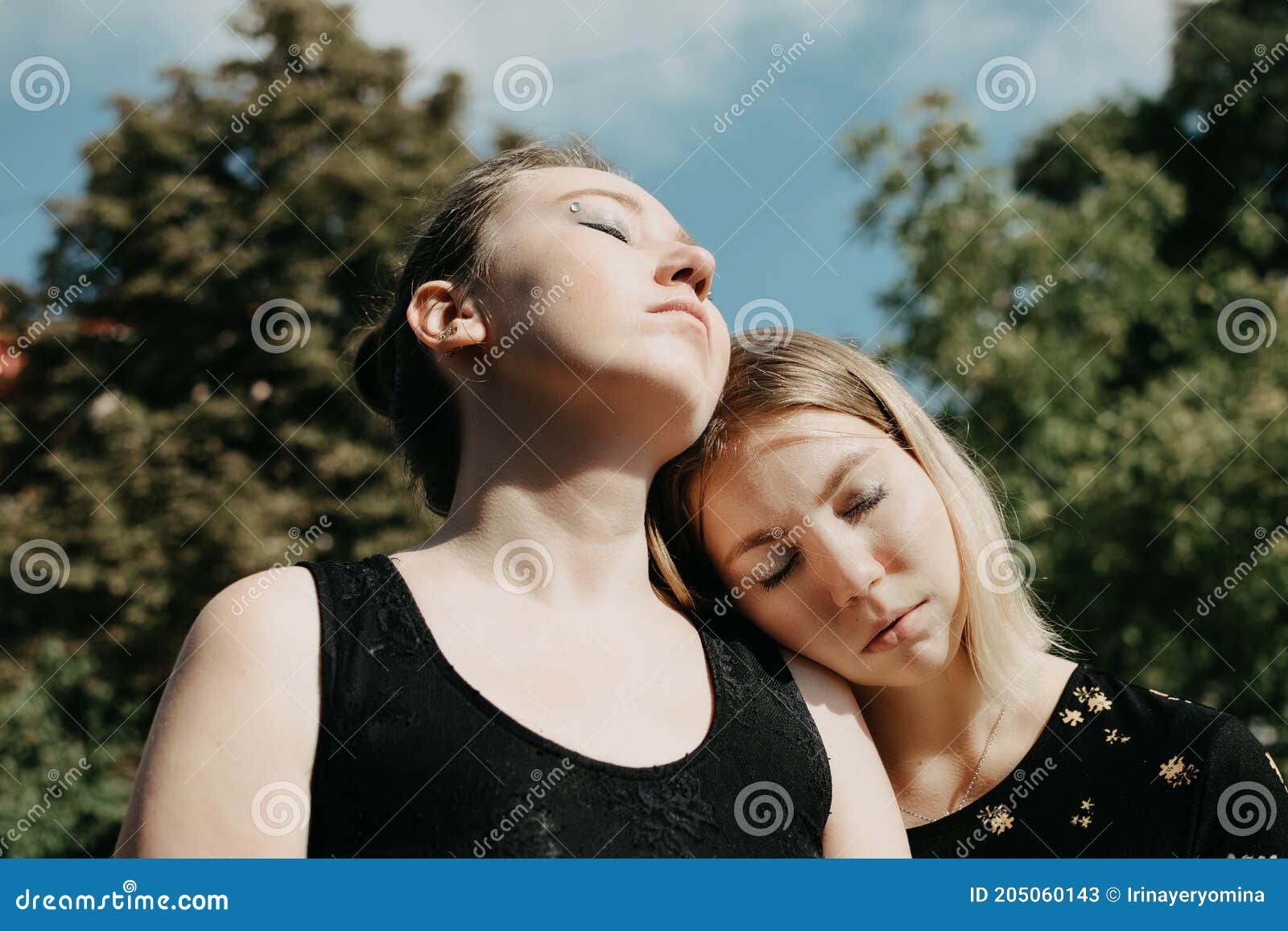 Lgbt Lesbian Couple Love Moments Concept Two Young Lesbians Girls