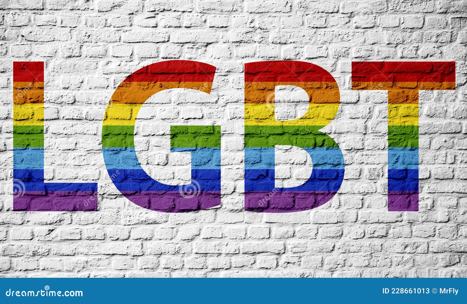 LGBT Logo Letters, Rainbow On Brick Wall, Background Texture Royalty ...