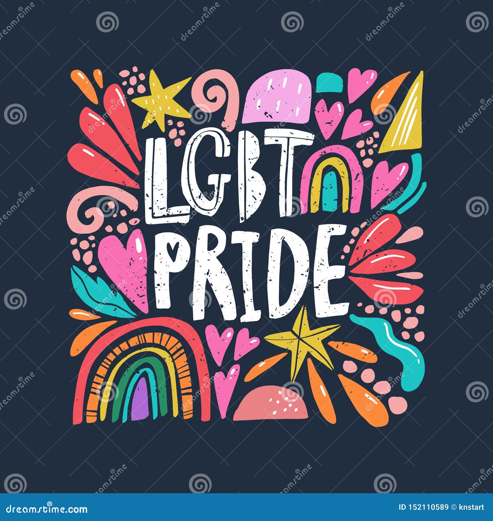 Lgbt Love Pride Text Lettering Doodles In Bright Rainbow Colors