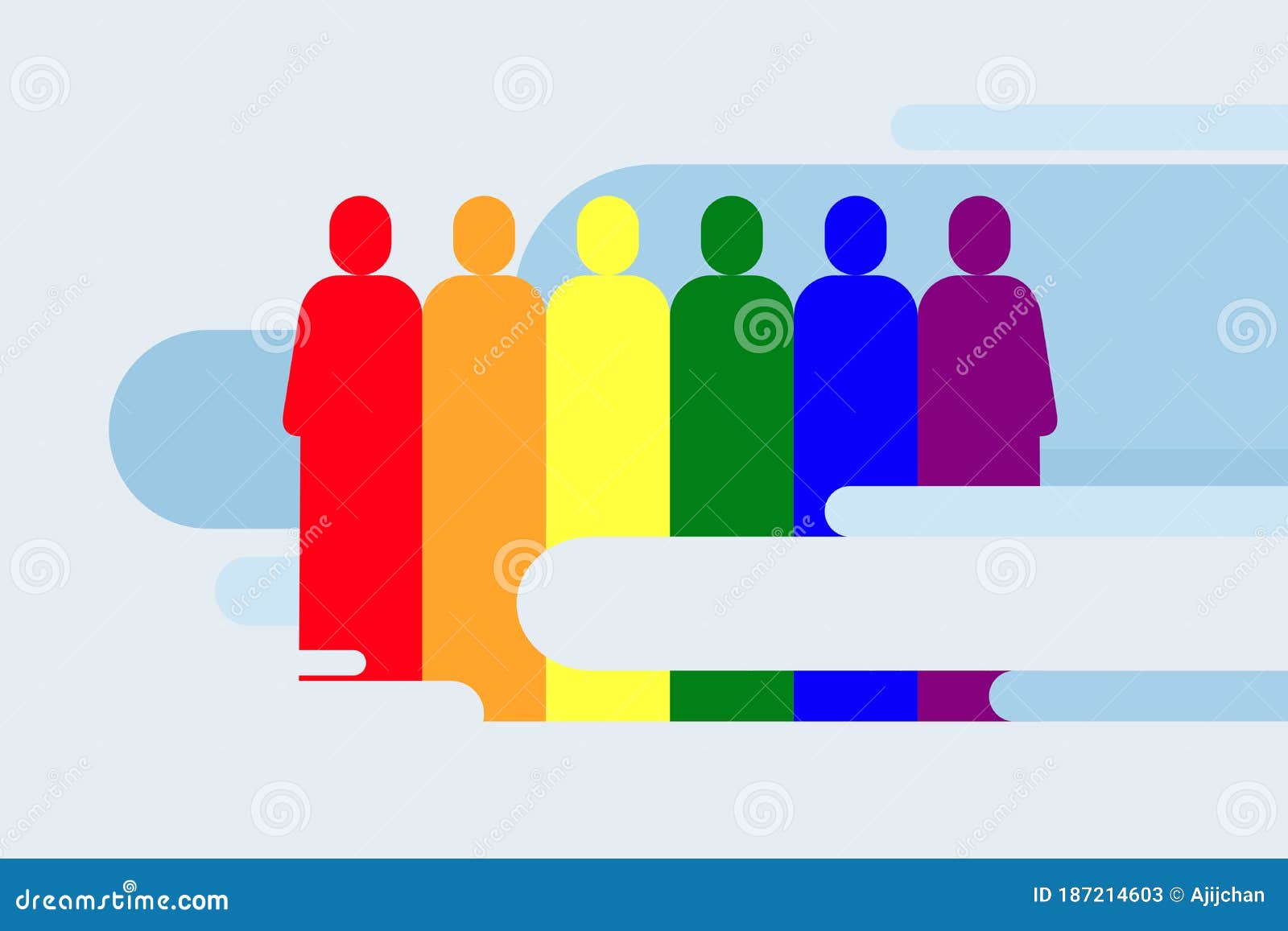 A Group of Symbolic People in Rainbow Colours. Stock Vector ...