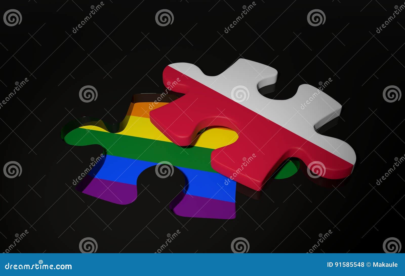 LGBT and Poland Flag Like a Puzzle Piece. Stock Illustration ...