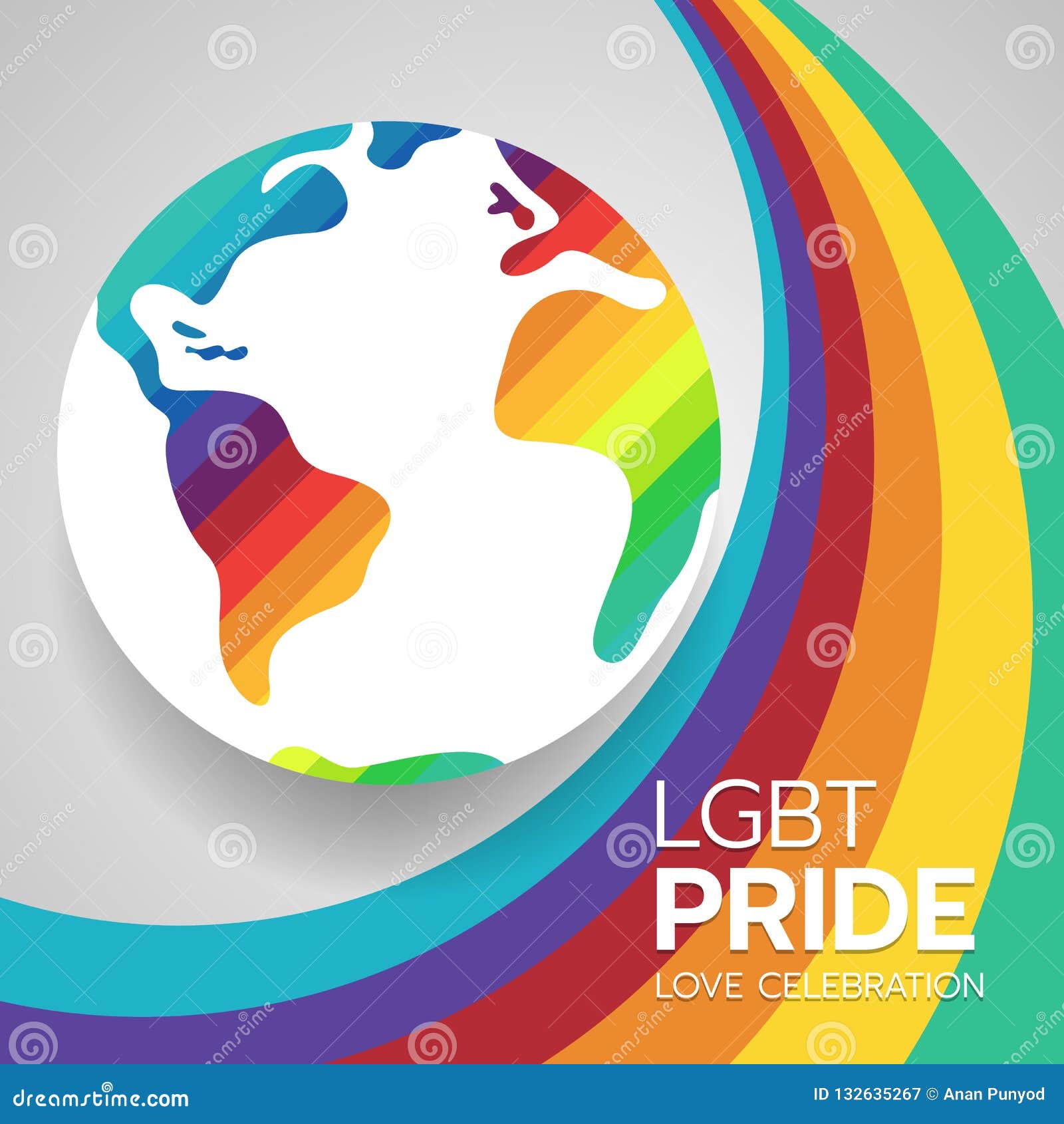 Lgbt Pride Banner Concept With Raingbow Earth Sign On Abstract Rainbow