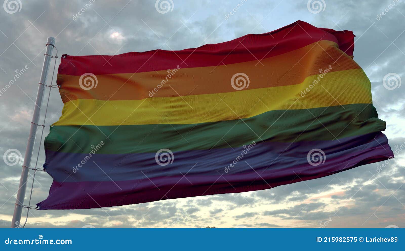 LGBT Pride Flag Waving in the Wind Against Deep Beautiful Sky. 4K Stock ...